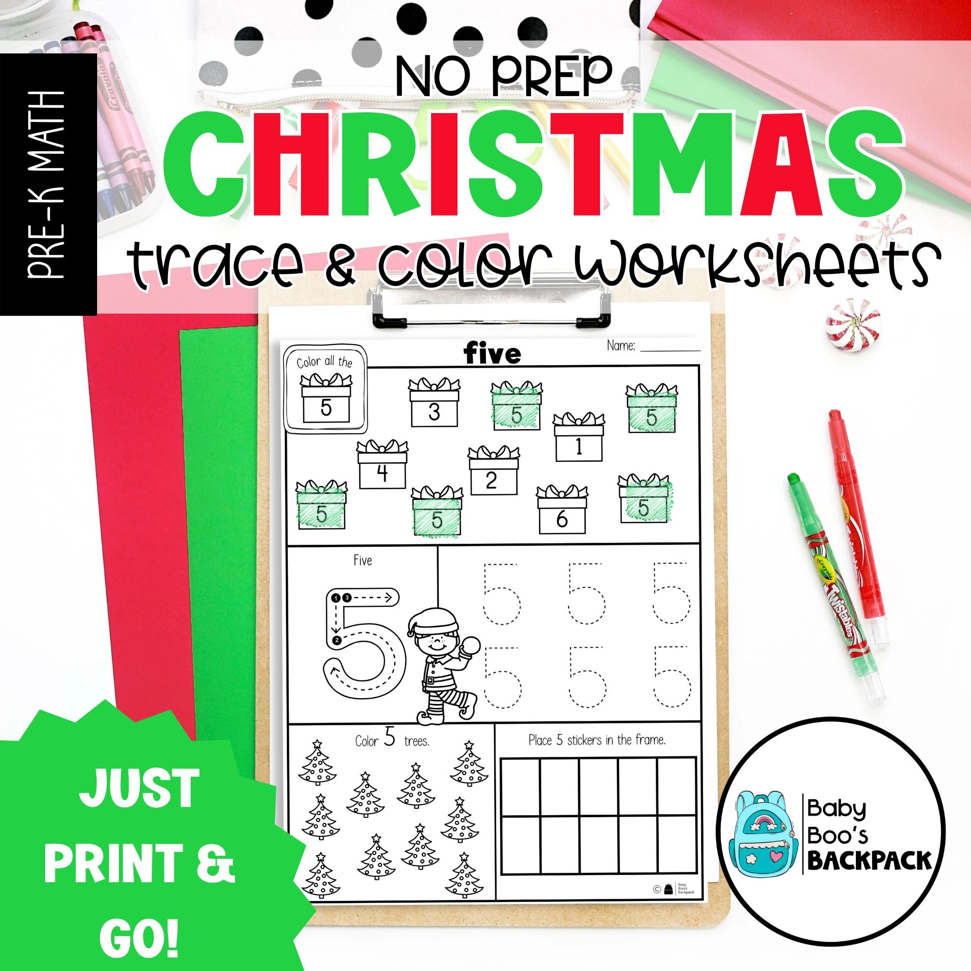 No-Prep Christmas Number Sense Worksheets | Shapes, Size Concepts & Mo ...