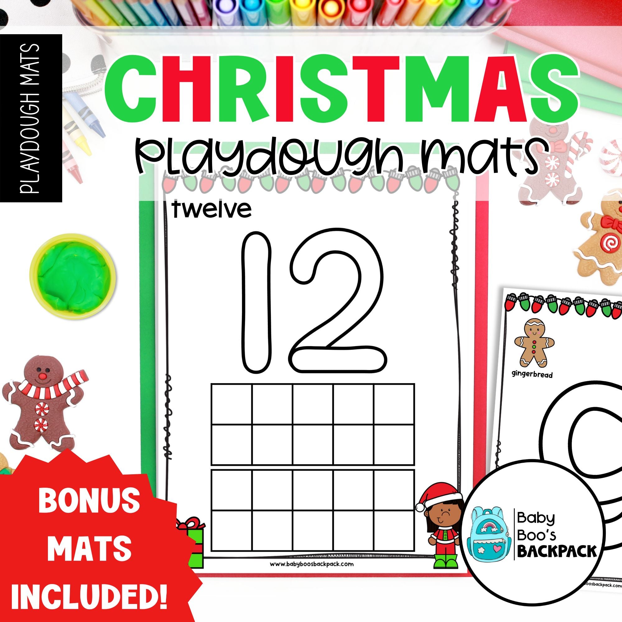 Christmas Playdough Mats | Ten-Frame Numbers 0-20 | Playdough Letter M ...