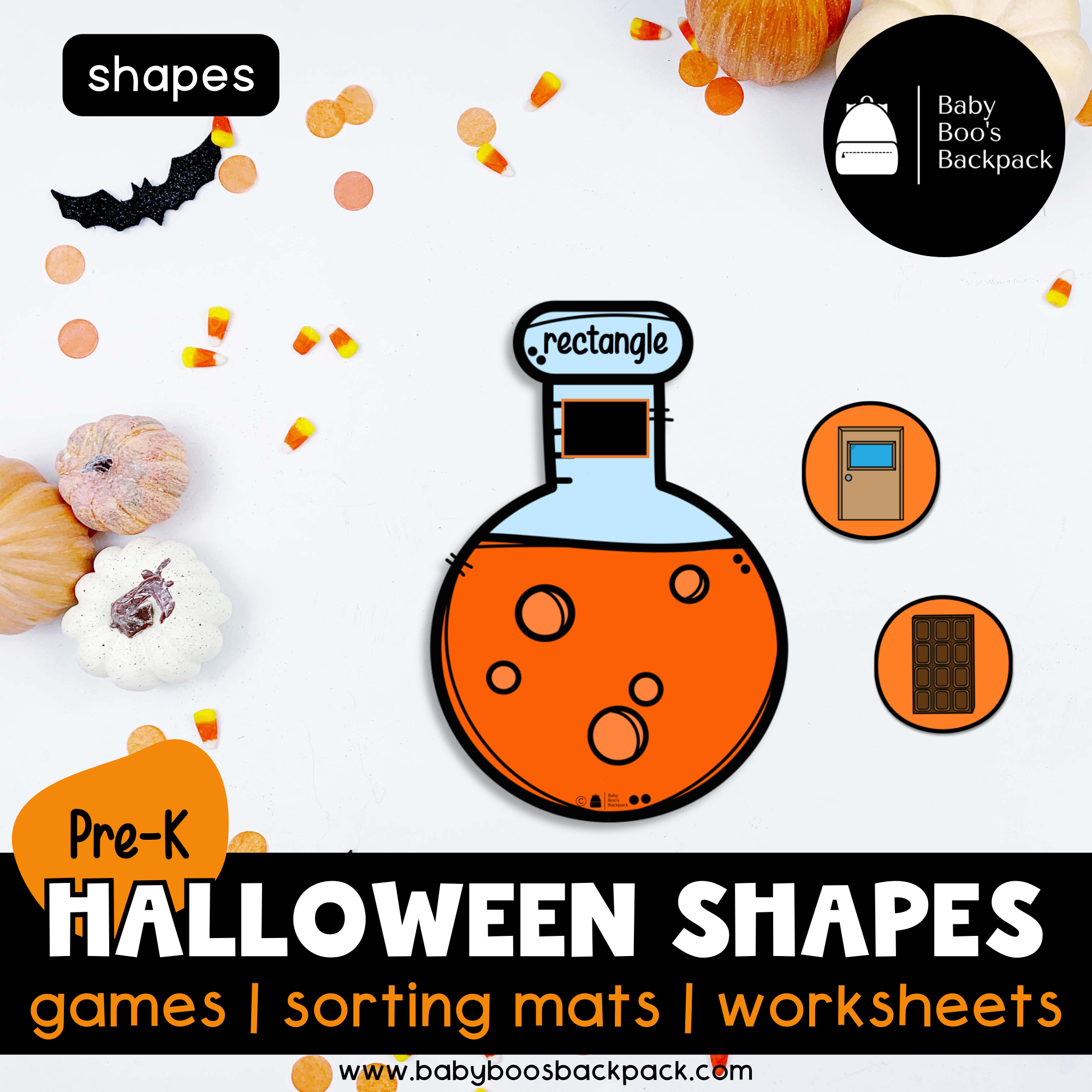 Pre-K Halloween Shapes: Sorting Mats, Coloring Worksheets & Games ...