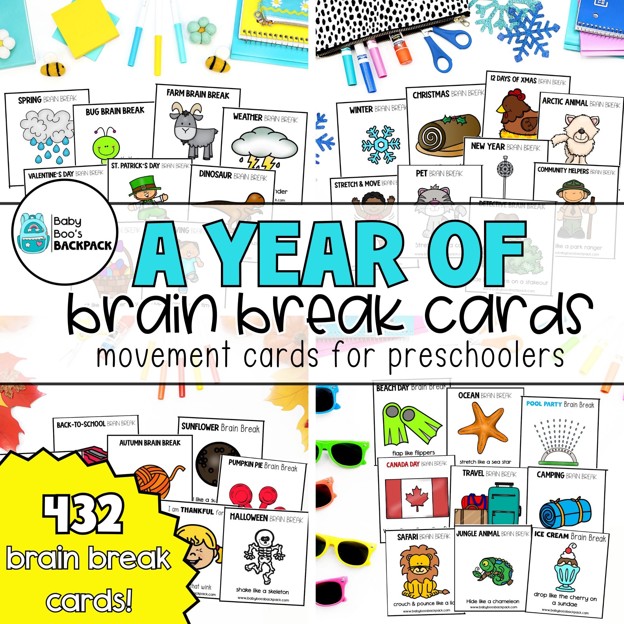 The Ultimate Brain Break Card Bundle | A Year of Gross Motor Movement ...