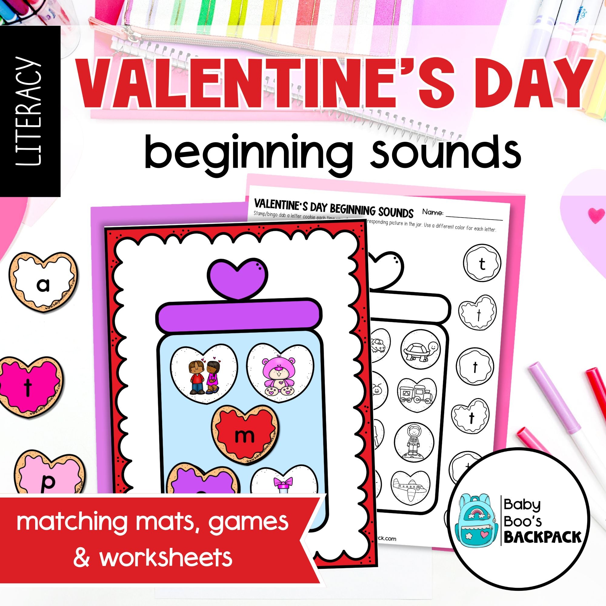 Valentine's Day Beginning Sounds Games & Worksheets | Letter Recogniti ...
