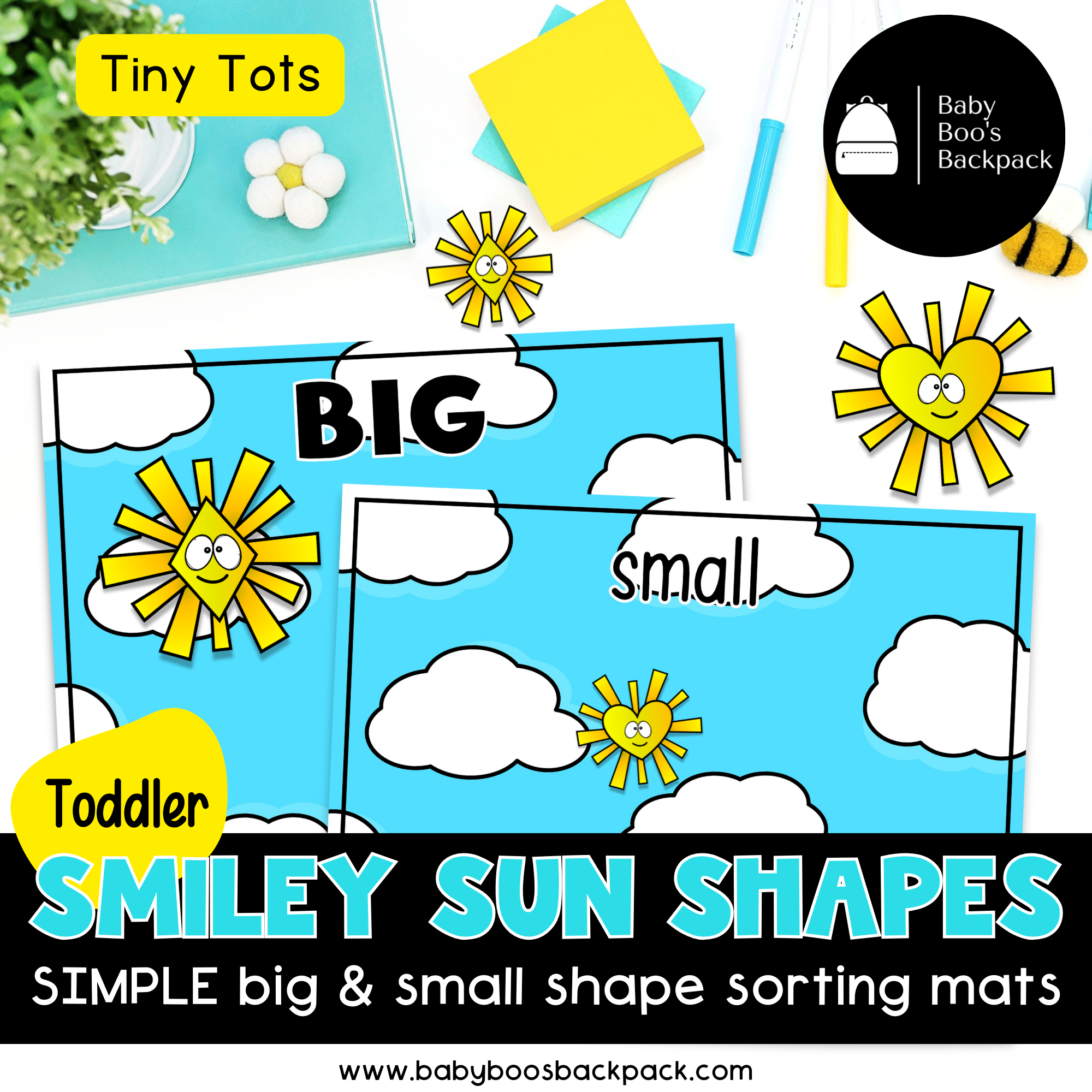 Smiley Sun Shape Activities: Matching Cards, Coloring Sheets & Size So ...