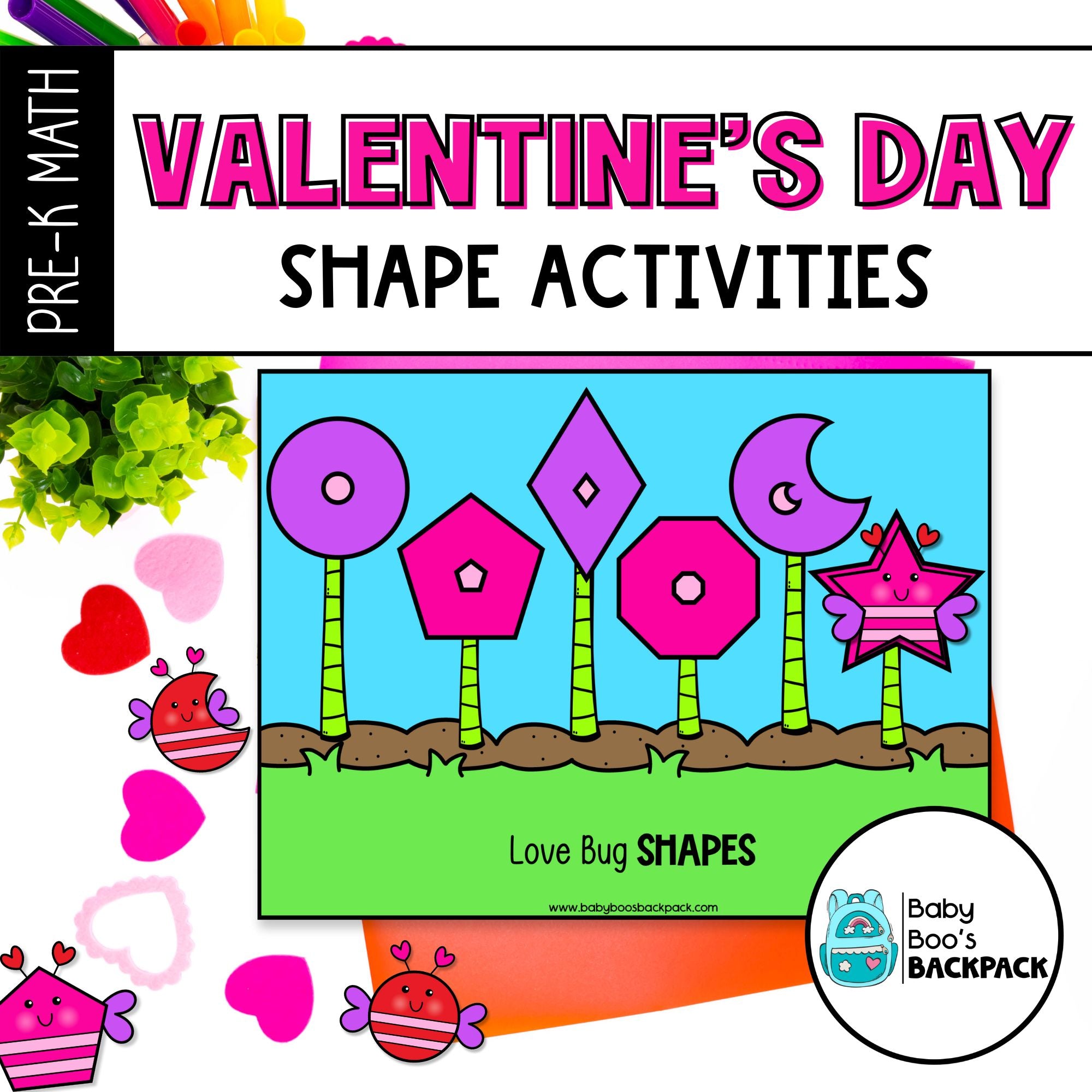 Valentine's Day Shape Activities | Valentine's Day Task Cards, Workshe ...
